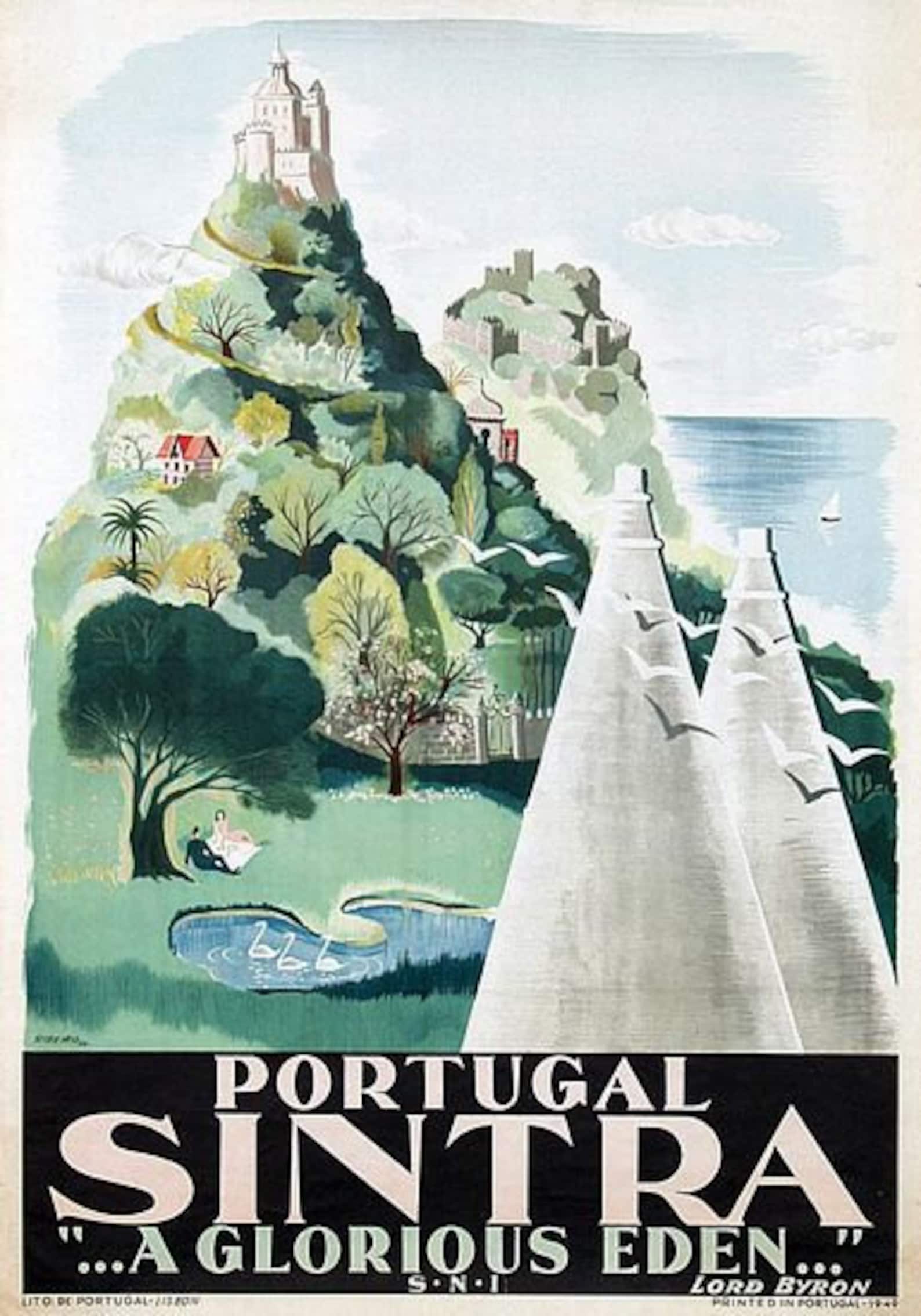 Vintage Sintra Portugal Tourism Poster A3 Print - Etsy