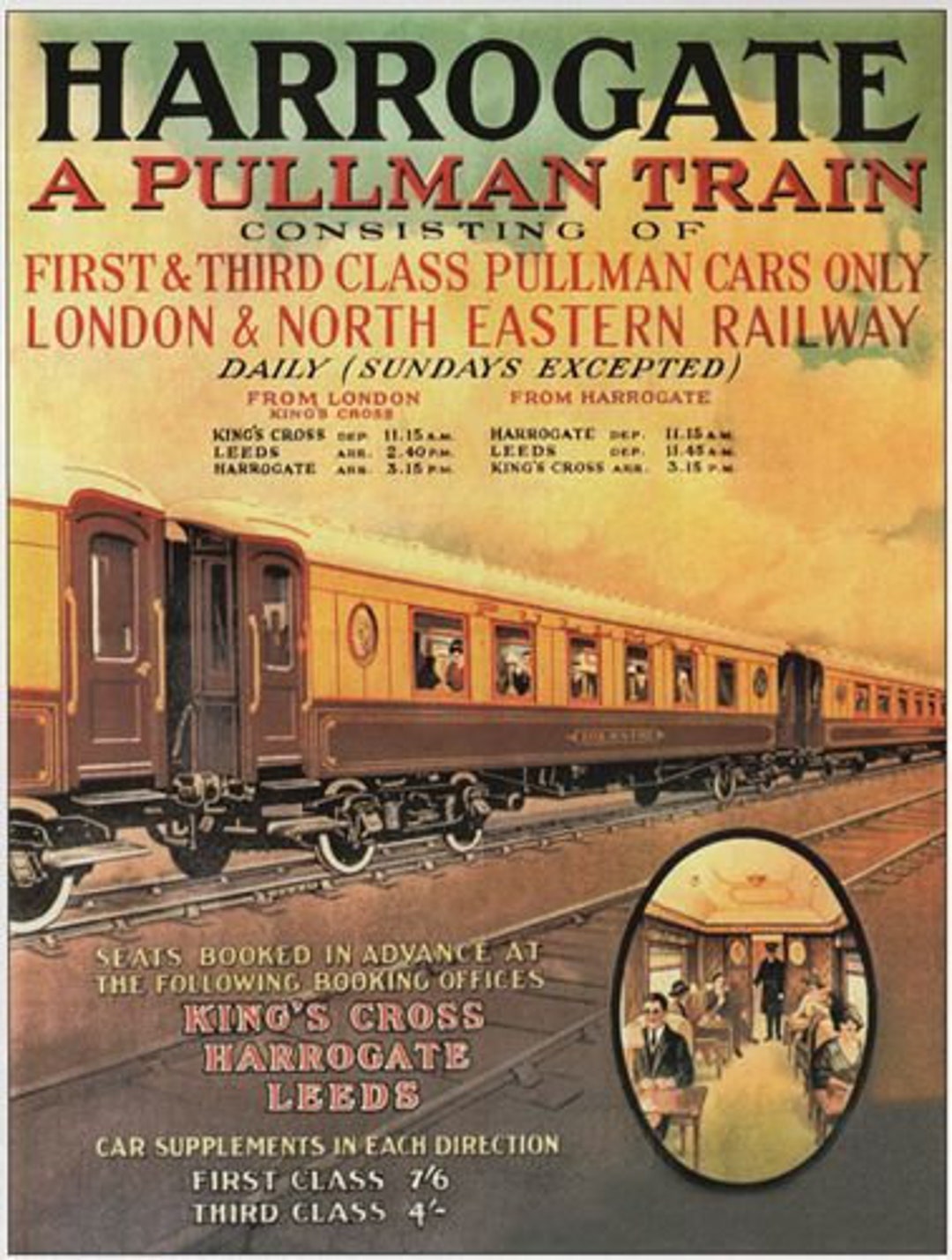 Vintage LNER Harrogate Pullman Railway Poster Print A3 - Etsy