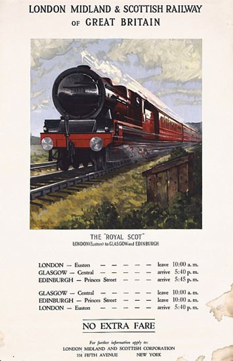 Vintage LMS Royal Scot Railway Poster A3 Print - Etsy