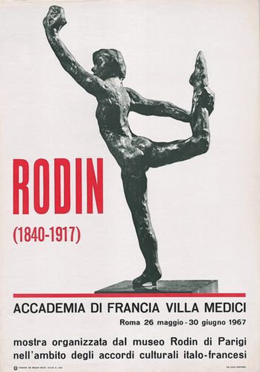 Vintage 1967 Rodin Art Exhibition Florence Poster A3 Print - Etsy