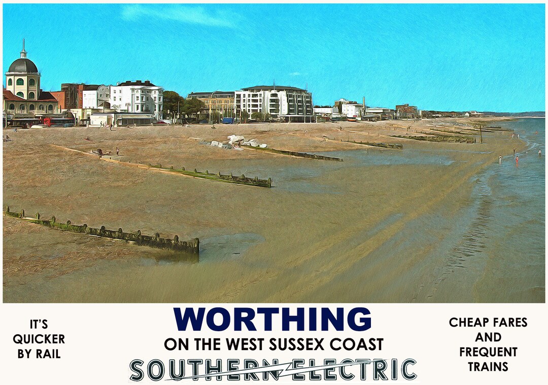 Vintage Style Railway Poster Worthing West Sussex A3/A2 Print - Etsy