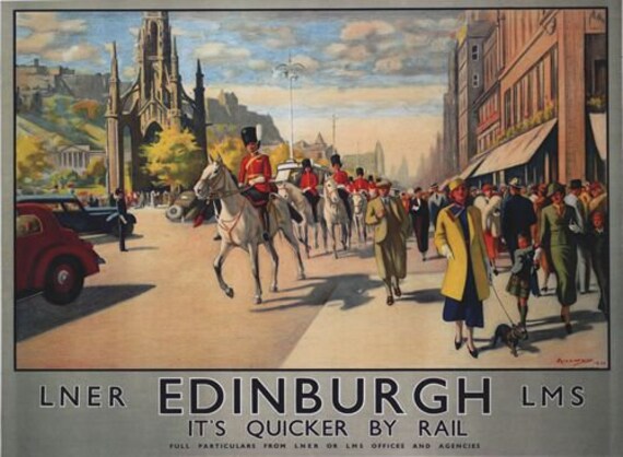 Vintage LNER Edinburgh Princes Street Railway Poster A3/A2/A1 | Etsy