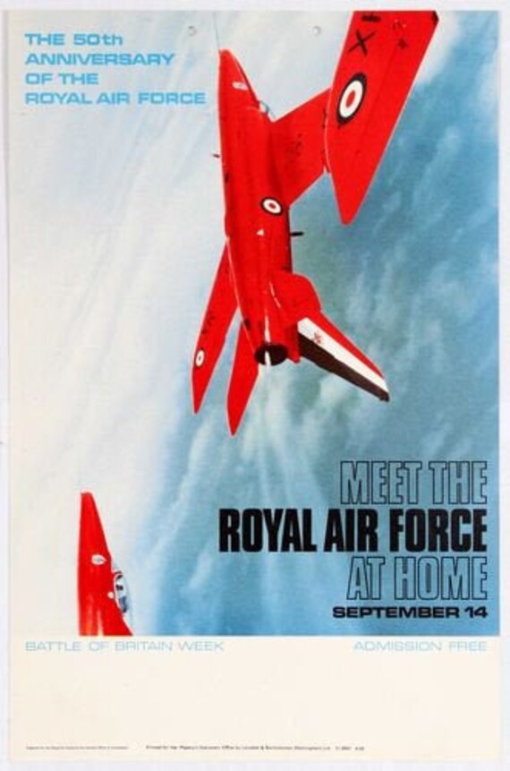 Vintage Royal Air Force RAF 50th Anniversary Poster A3/A2/A1 | Etsy