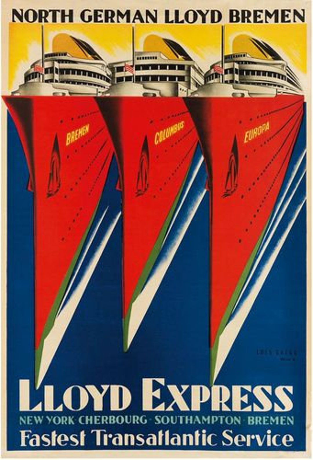 Vintage German Art Deco Shipping Line Poster A3 Print - Etsy
