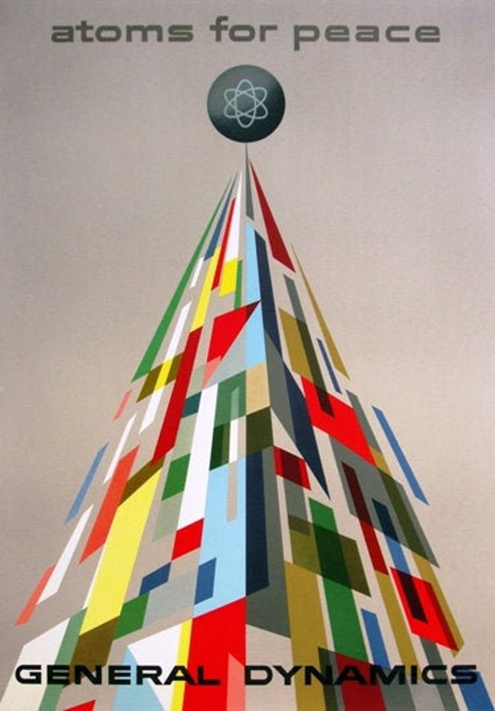 Mid Century Eames Era 1950’s General Dynamics Atoms for Peace A3 Poster ...