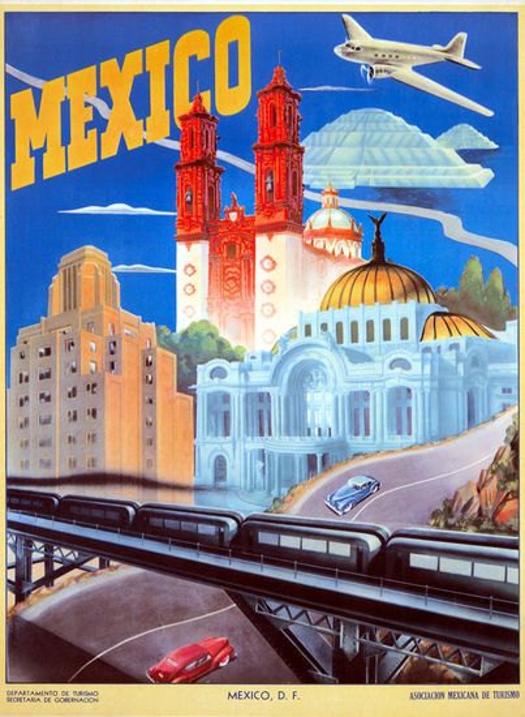 Vintage Mexico City Tourism Poster A3 Print - Etsy UK