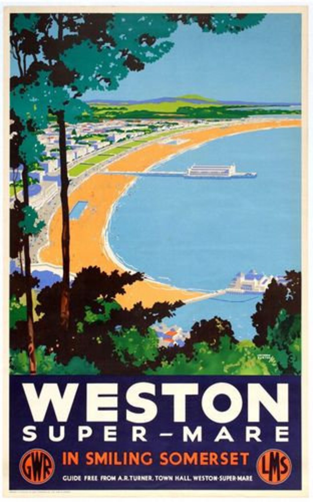 Vintage GWR LMS Weston Super Mare Railway Poster A3 Print Etsy