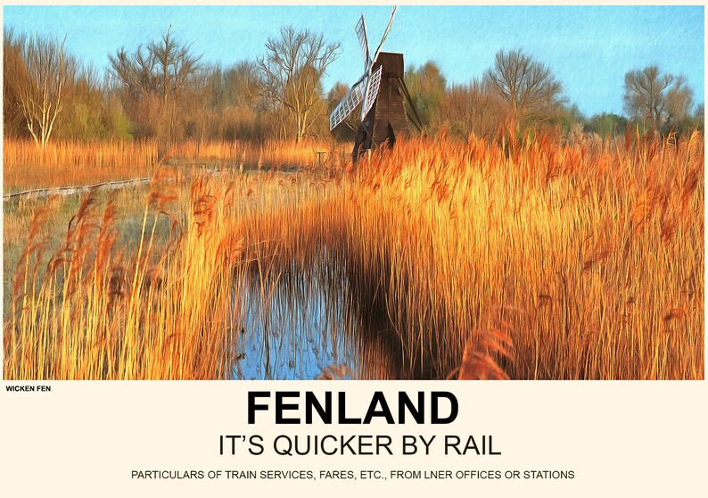 Vintage Style Railway Poster Wicken Fen Fenland A3/A2 Print - Etsy