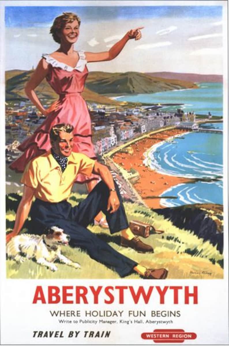 Vintage British Railways Aberystwyth Railway Poster A3 A2 A1 Etsy Uk