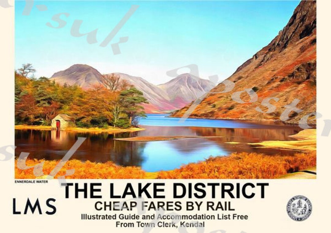 Vintage Style Railway Poster Lake District Ennerdale Water A3/A2 Print ...