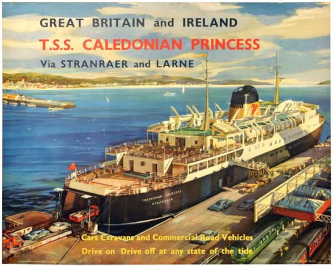 Vintage British Rail TSS Caledonian Princess Stranraer to Larne Ferry ...