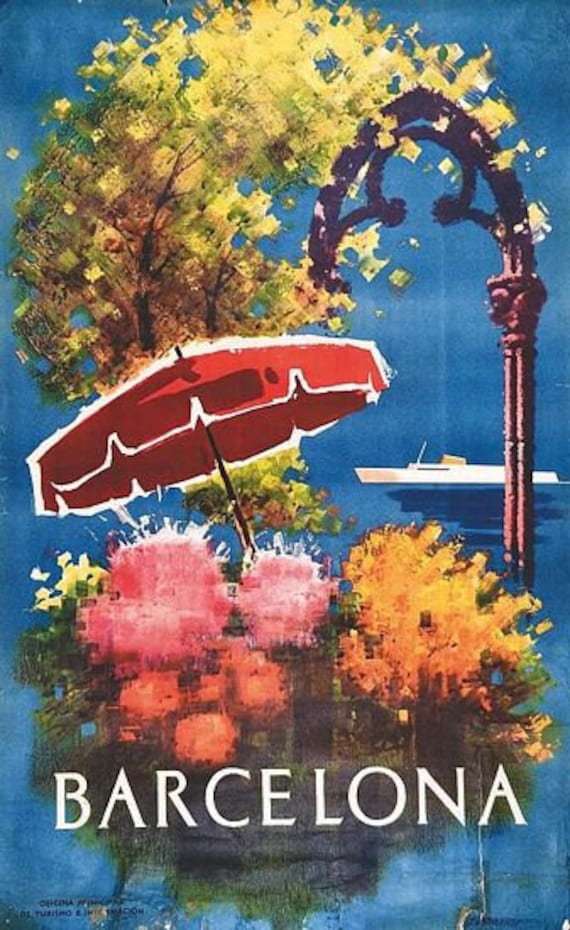 Vintage Barcelona Tourism Poster A3 Print | Etsy