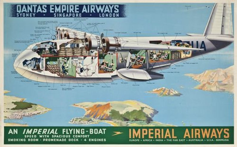 Vintage Imperial Airways Flying Boat Poster A3/A2/A1 Print - Etsy