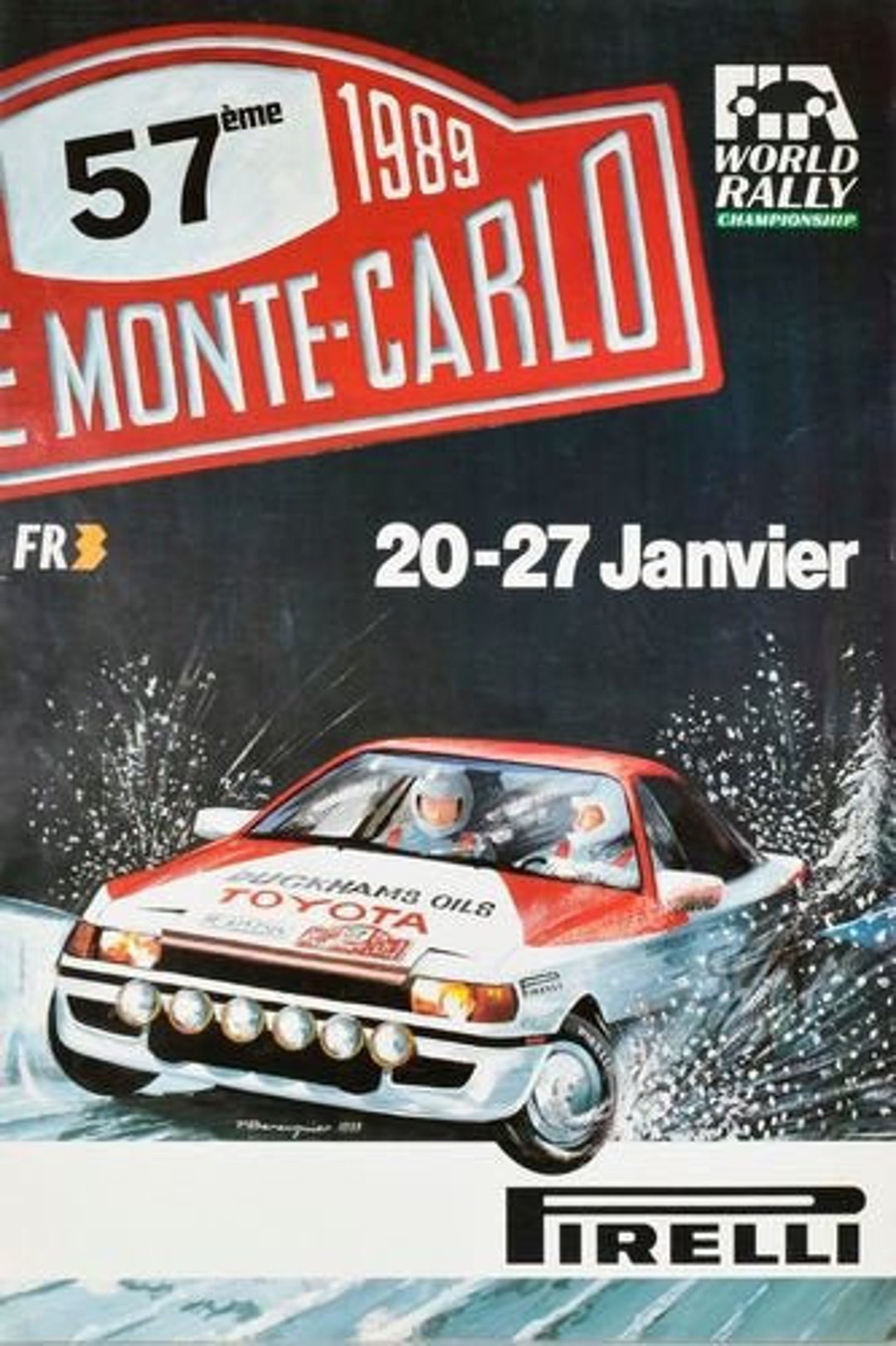 Vintage 1989 Monte Carlo Rally Motor Racing Poster A3 Print - Etsy