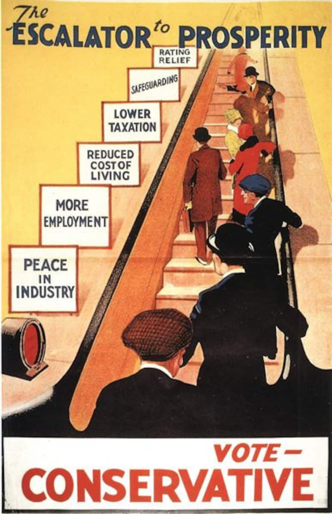 Vintage 1929 Conservative Party Escalator to Prosperity UK Election ...