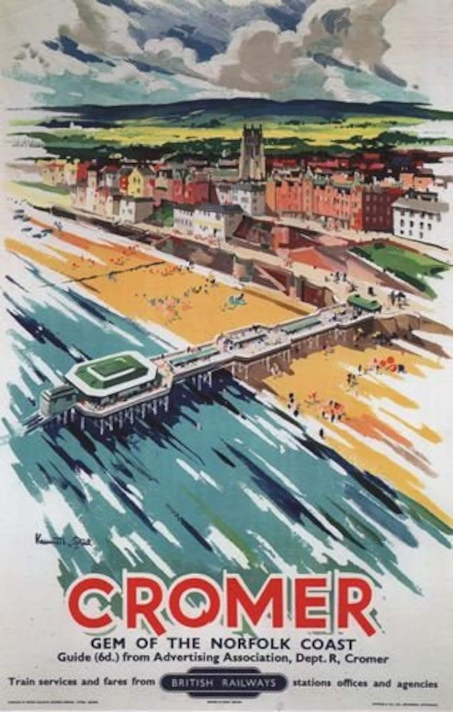 Vintage British Rail Cromer Norfolk Coast Railway Poster | Etsy UK