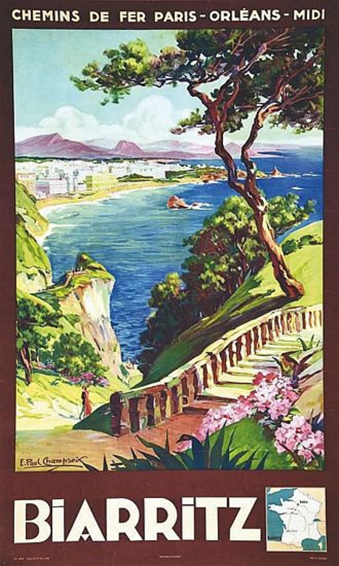 Vintage Biarritz France Tourism Poster A3 Print - Etsy