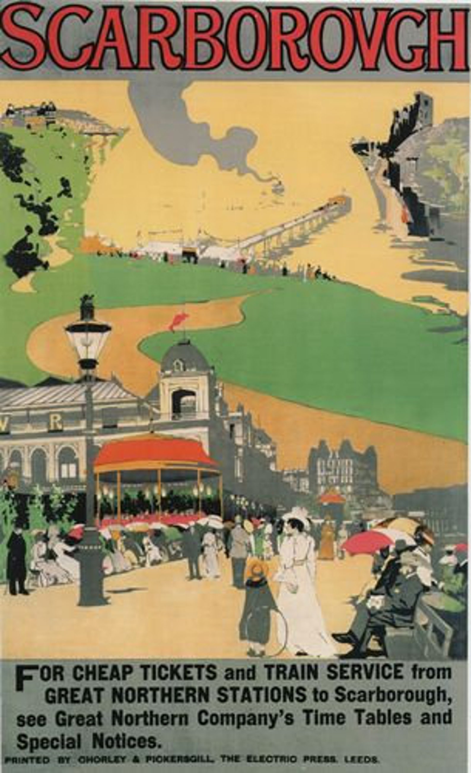 Vintage Scarborough Yorkshire Great Northern Railway Poster A3/A2/A1 ...