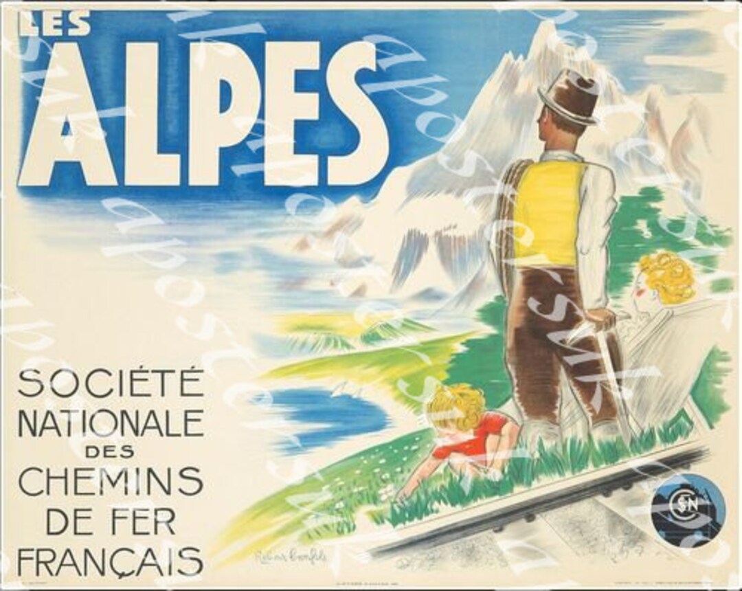 Vintage French Alps Tourism Poster Print A3 - Etsy
