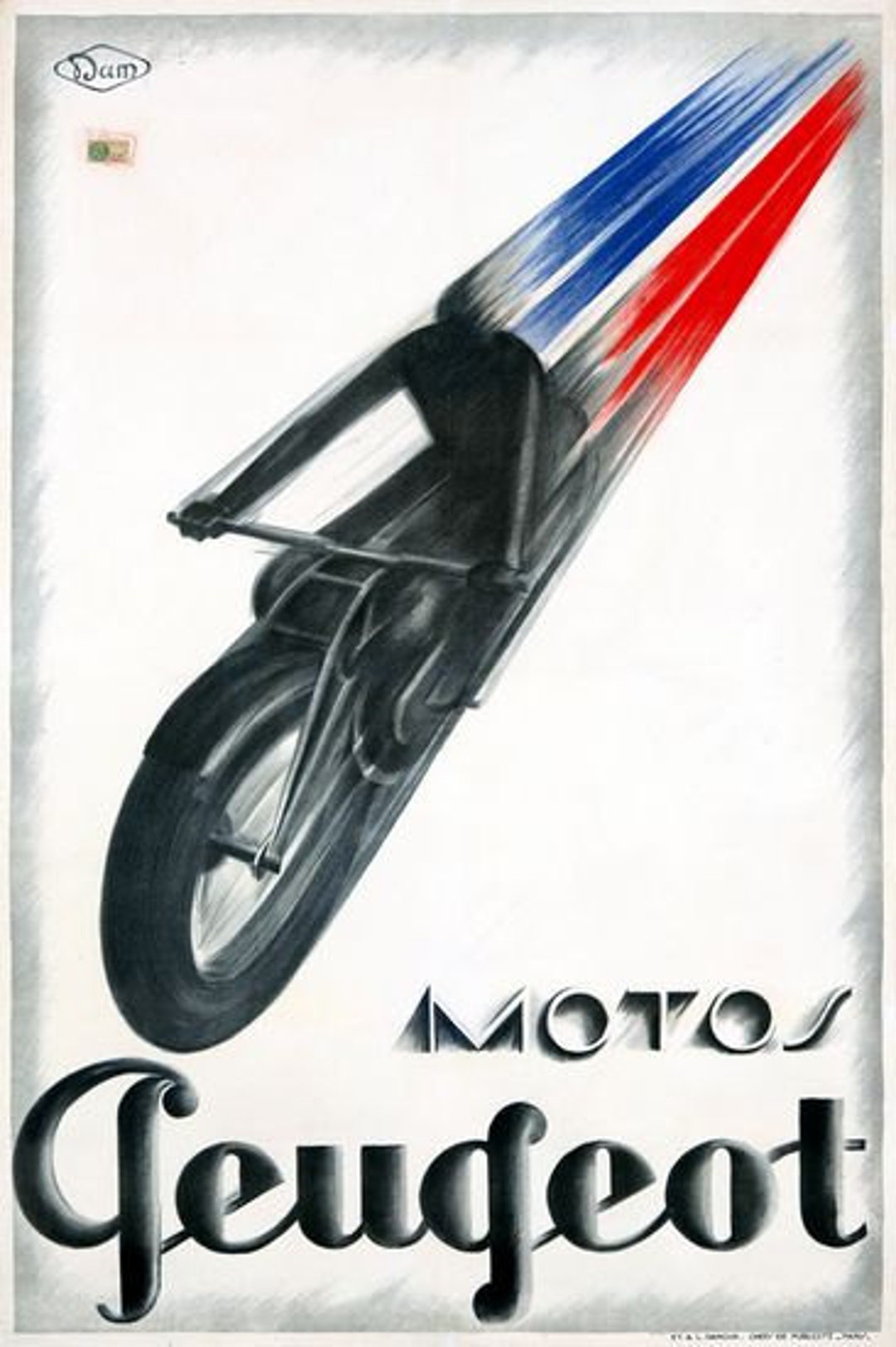 Vintage Early 20th Century Peugeot Motorcycle Advertisement Poster A3 ...