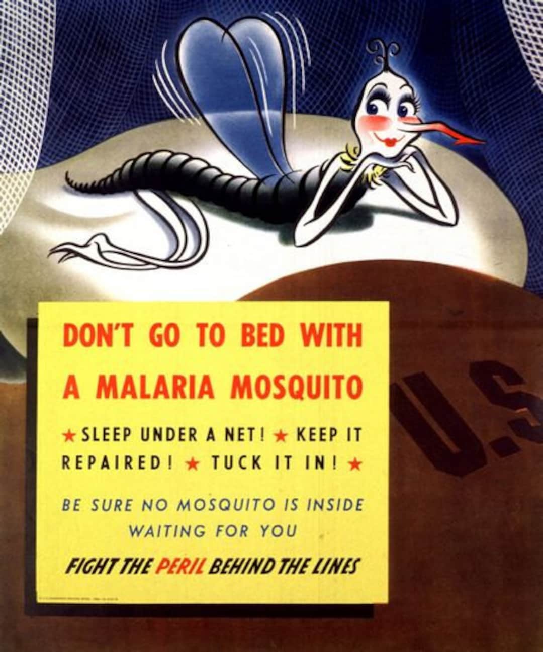 Vintage World War 2 Anti Malaria Poster A3 Print - Etsy