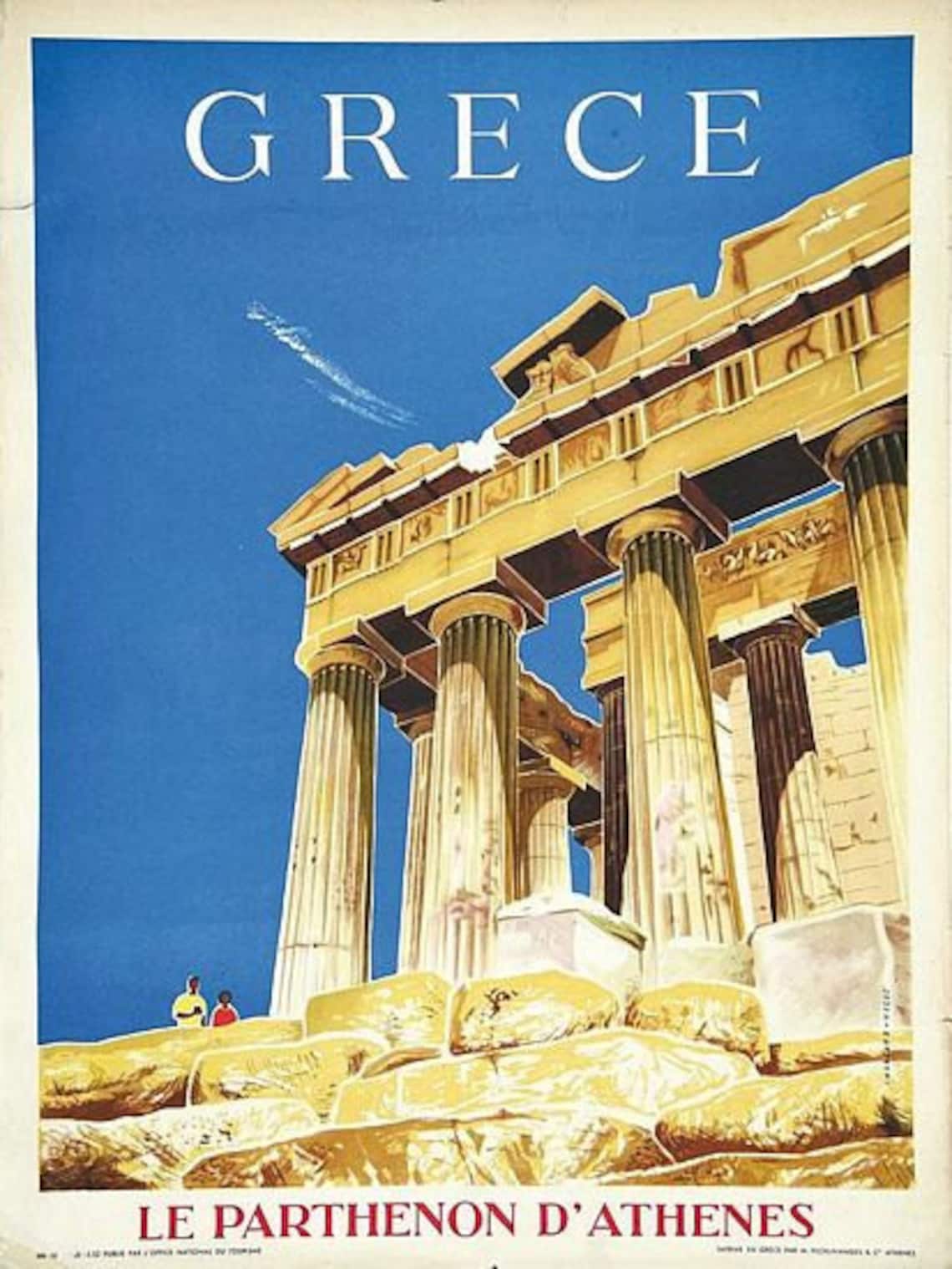 Vintage Parthenon Athens Greece Tourism Poster A3 Print - Etsy