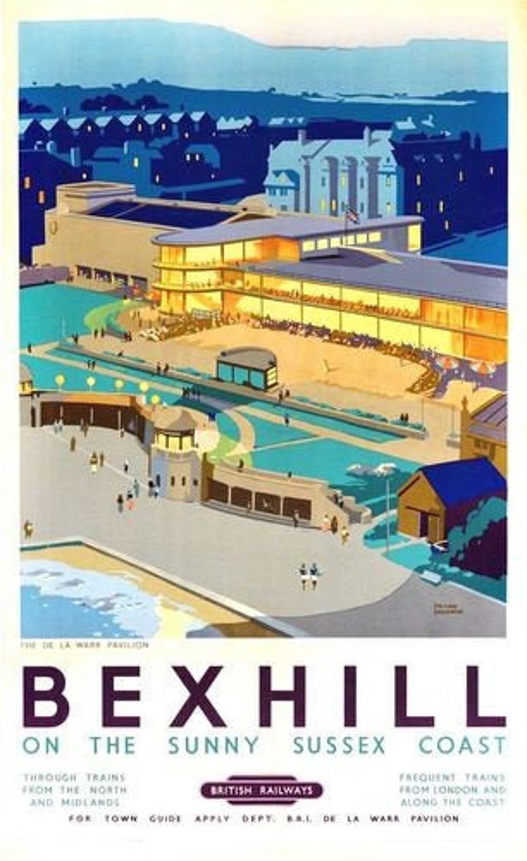 Vintage British Rail Bexhill De La Warr Pavilion Railway Poster A3 ...