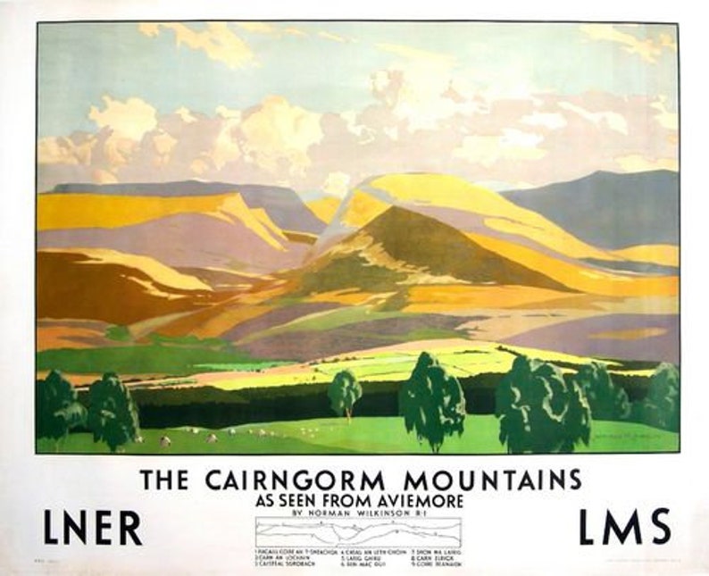 Vintage LNER LMS Cairngorm Mountains From Aviemore Railway | Etsy