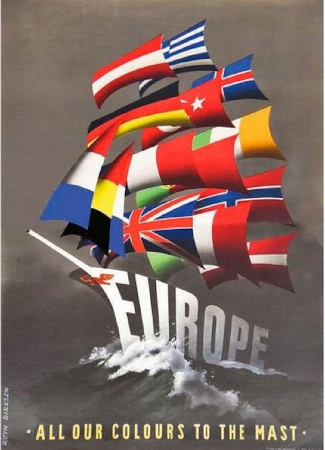 Vintage 1970's Pro Europe EU EEC Propaganda Poster A3 Print - Etsy