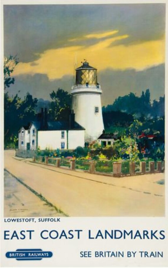 Vintage Lowestoft Lighthouse British Rail Railway Poster | Etsy