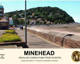 Vintage British Rail Minehead Railway Poster Print A3/A4 - Etsy