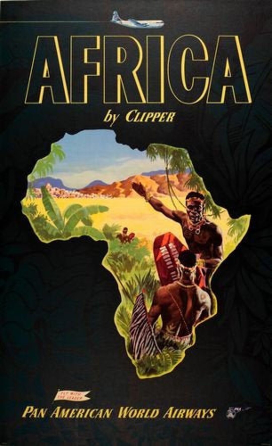 Vintage Pan Am Flights to Africa Poster A3 Print - Etsy