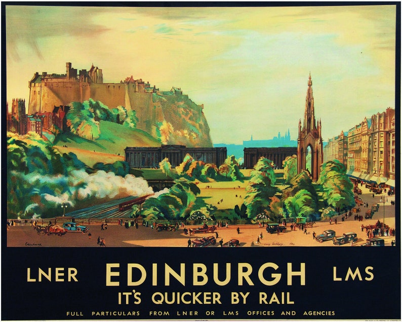 Vintage LNER LMS Edinburgh Railway Poster A3/A2/A1 Print - Etsy