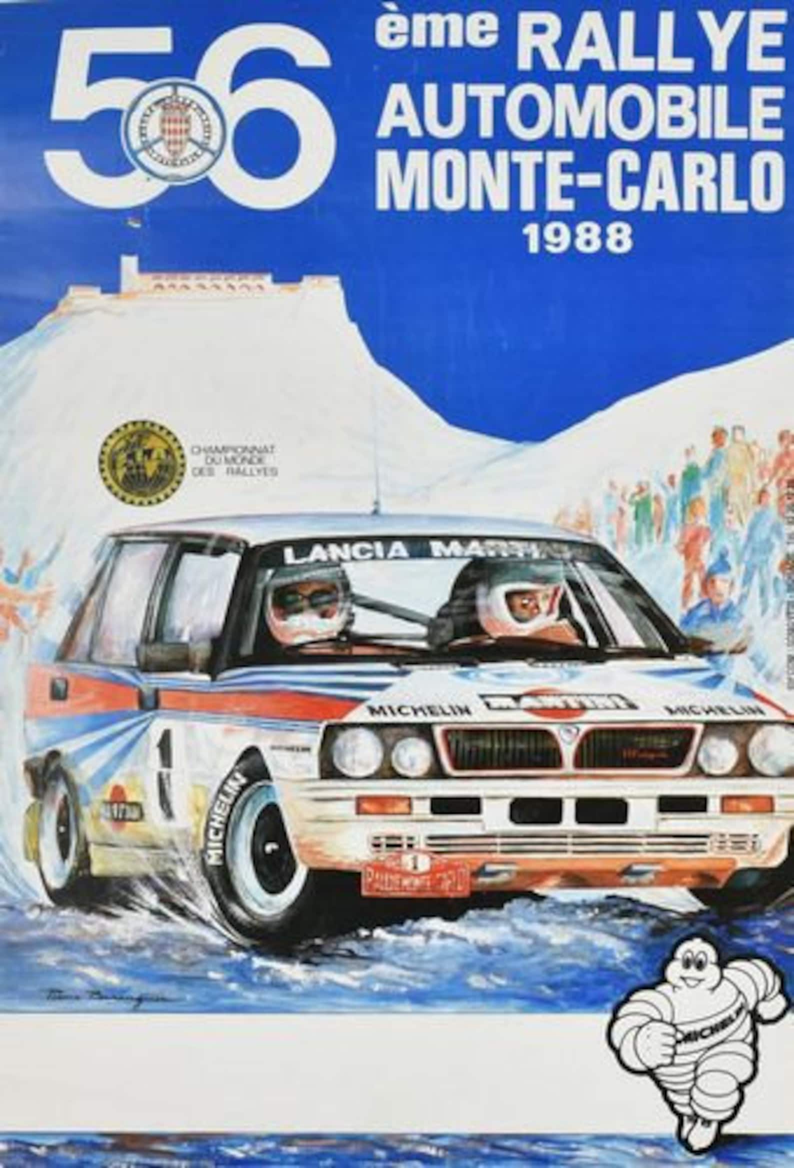 Vintage 1988 Monte Carlo Rally Motor Racing Poster A3 Print - Etsy