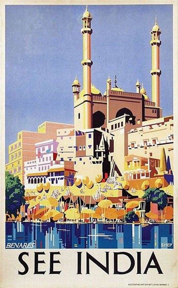 Vintage Benares Varanasi Tourism Poster A3 Print | Etsy