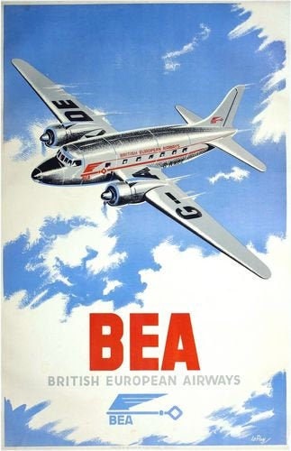 Vintage 1950's BEA British European Airways Poster A3 - Etsy