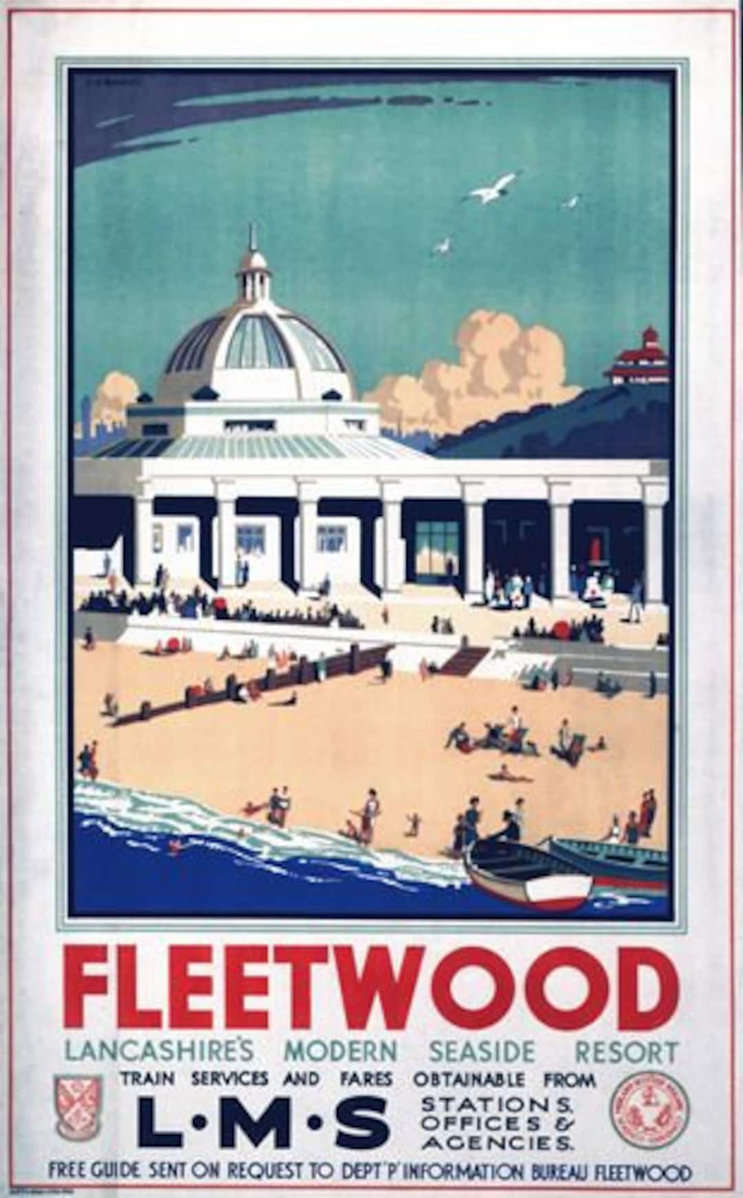 Vintage LMS Fleetwood Lancashire Railway Poster A3/A2/A1 Print - Etsy