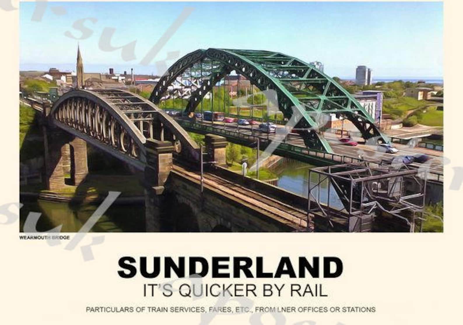 Vintage Style Railway Poster Sunderland A3/A2 Print - Etsy