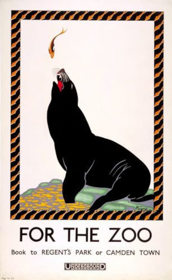 Vintage London Zoo Sea Lion Promotional Poster A3 Print - Etsy UK