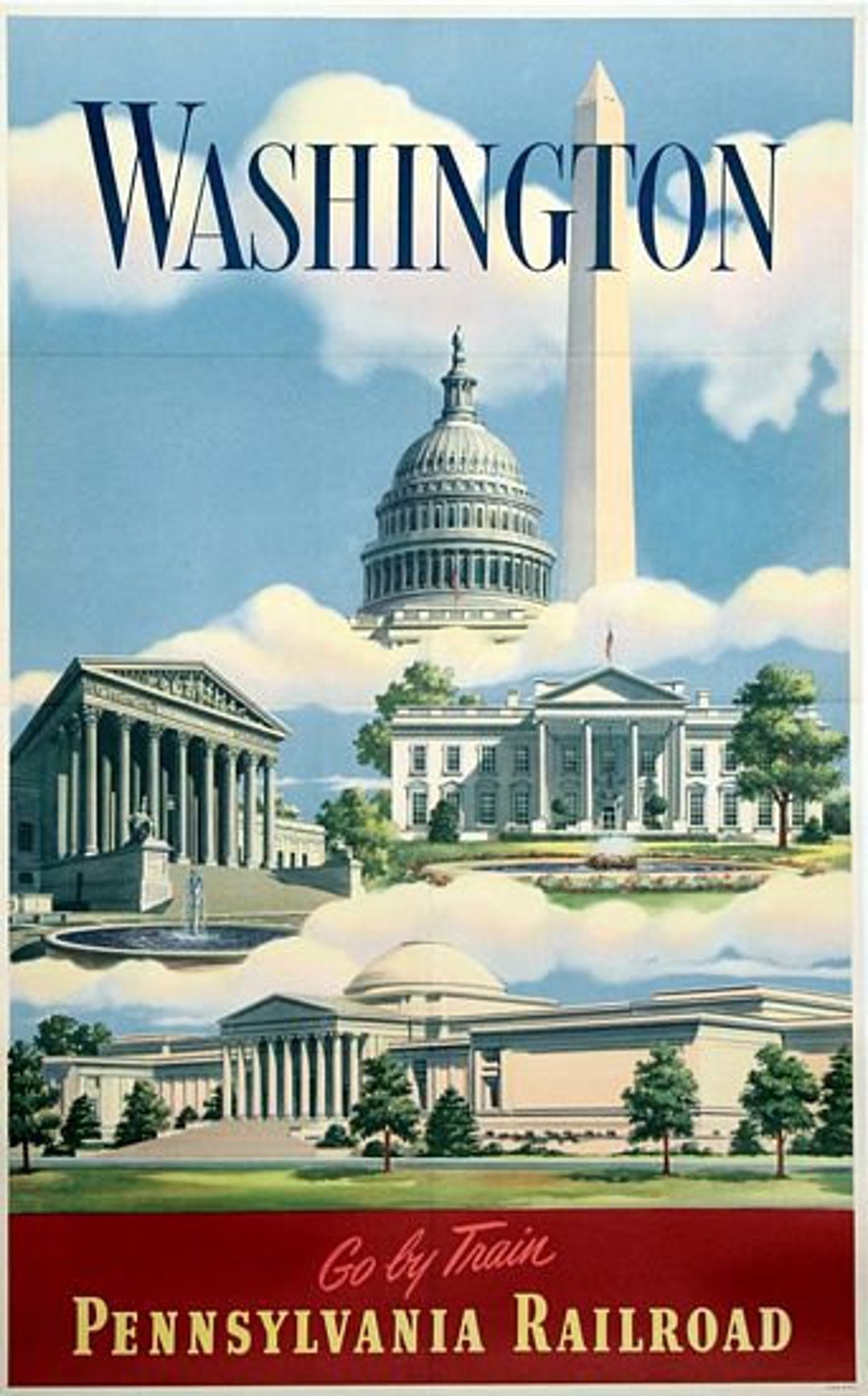 Vintage Pennsylvania Raileoad Washington DC Tourism Poster A3 Print ...