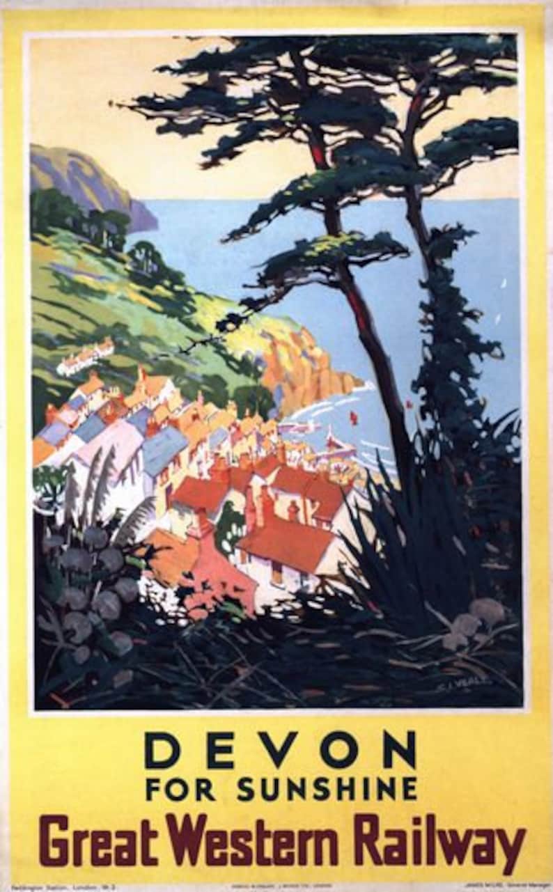 Vintage GWR Devon Railway Poster A3/A2/A1 Print | Etsy UK