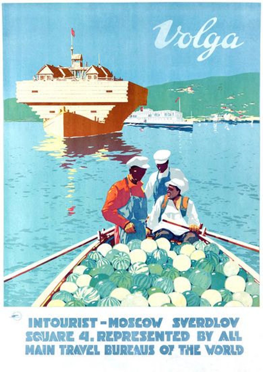 Vintage USSR River Volga Tourism Poster A3 Print - Etsy