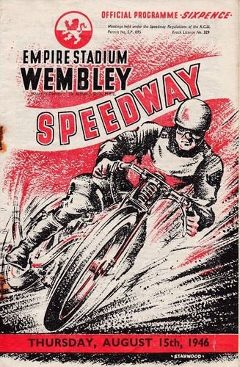 Vintage 1946 Speedway Wembley Stadium Poster A3 Print - Etsy UK