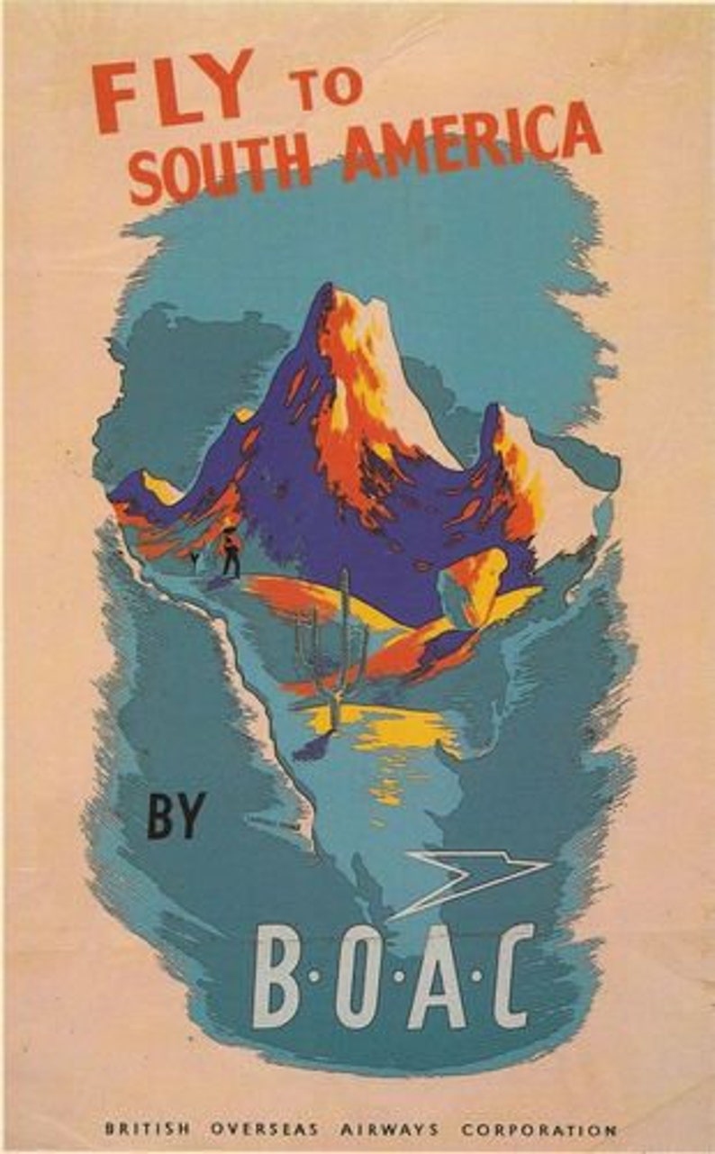 Vintage BOAC Flights to South America A3 Print - Etsy UK