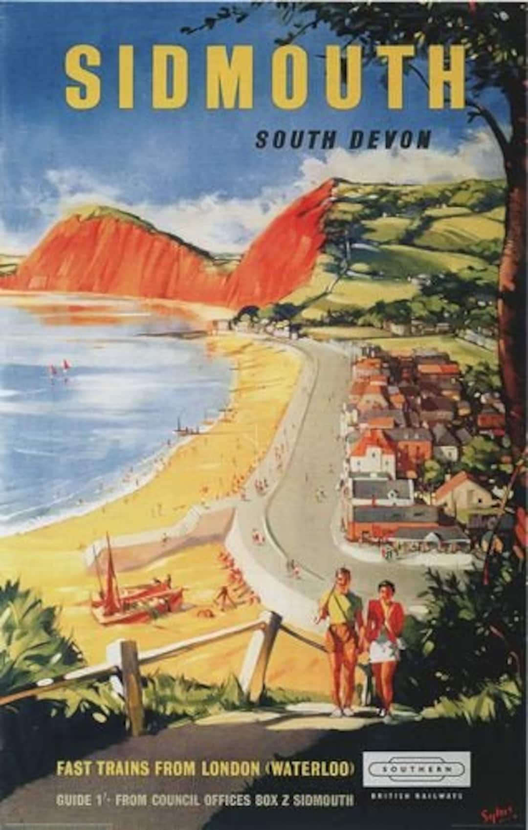 Vintage Southern Railways Sidmouth Devon Railway Poster A3/A2/A1 Print ...