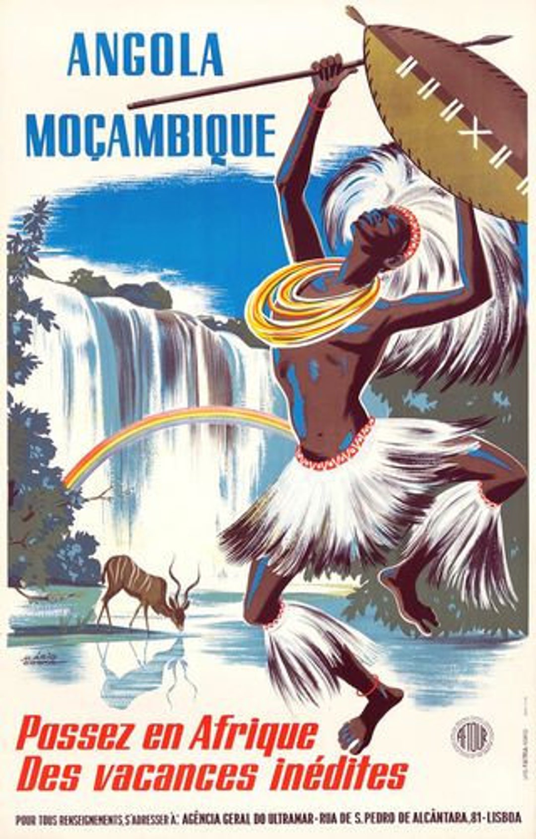 Vintage Portugese Angola Mozambique Tourism Poster A3 Print - Etsy