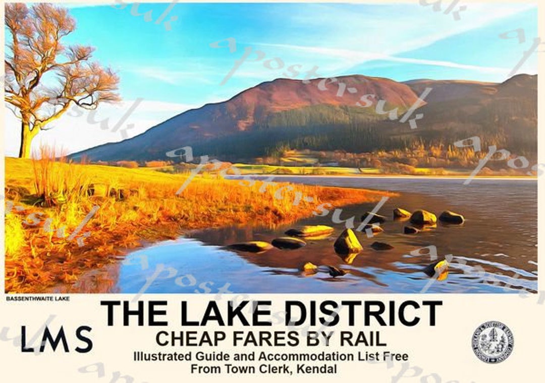 Vintage Style Railway Poster Lake District Bassenthwaite Lake A3/A2 ...