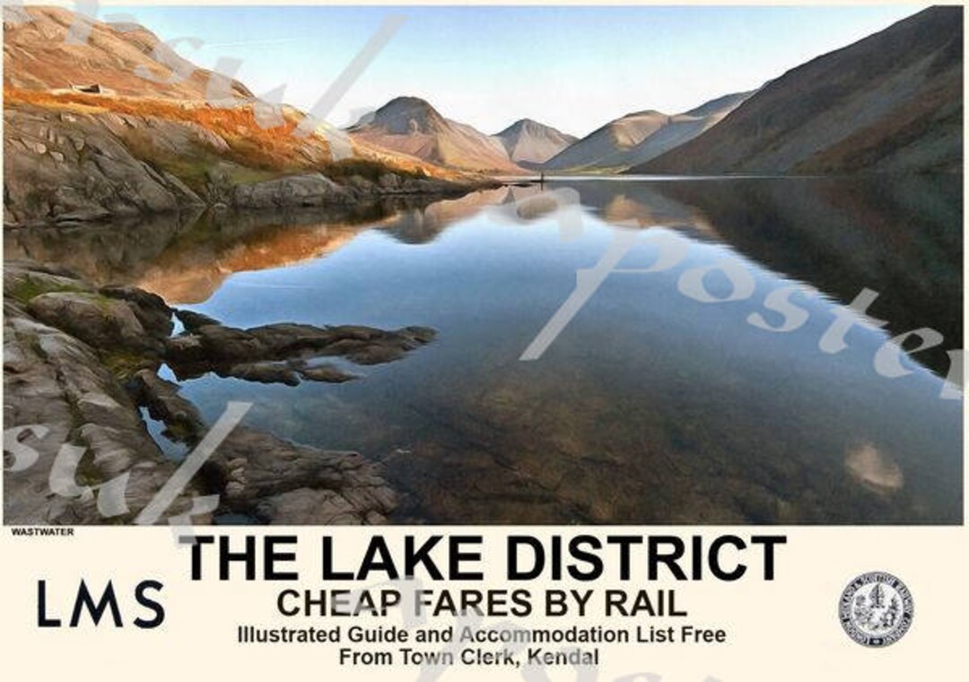 Vintage Style Railway Poster Lake District Wastwater A3/A2 Print - Etsy