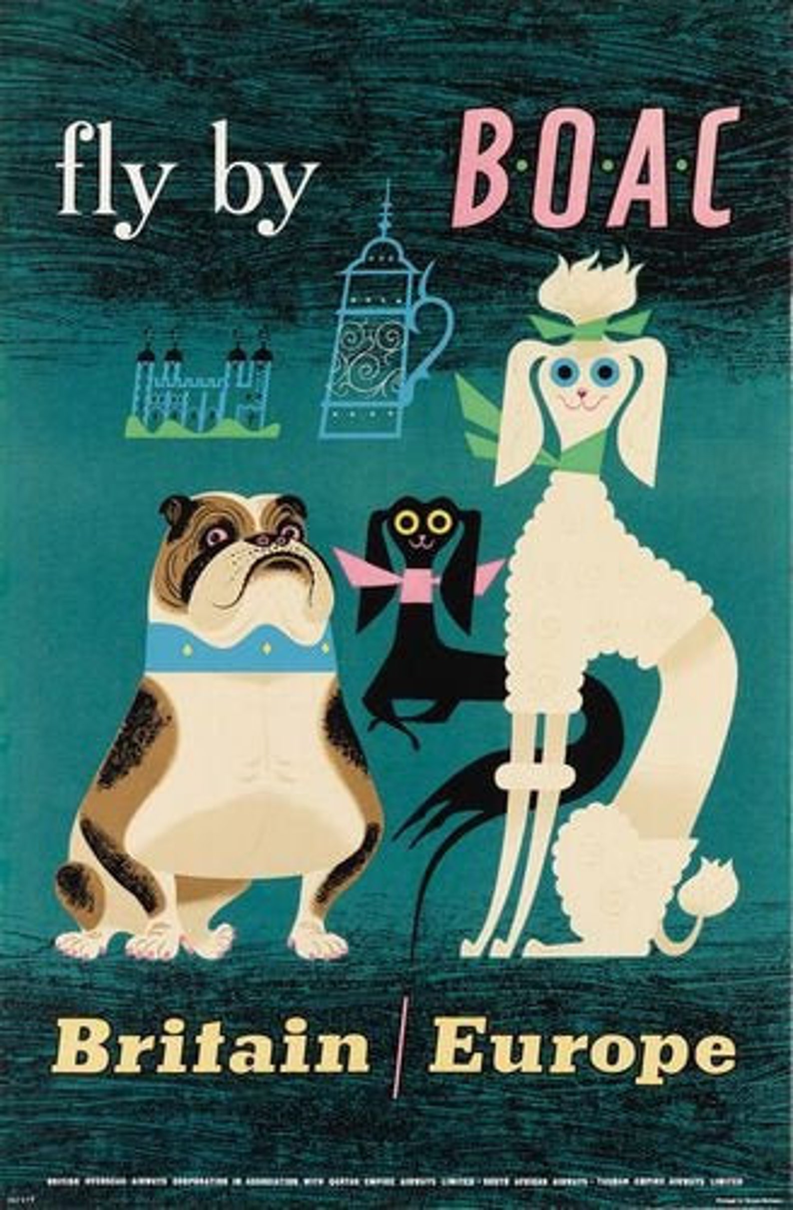 Vintage BOAC Flights to Britain and Europe Airline Poster Print A3 ...