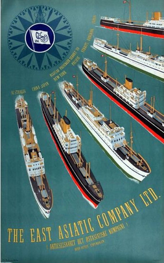 Vintage East Asiatic Shipping Line Poster A3 Print | Etsy